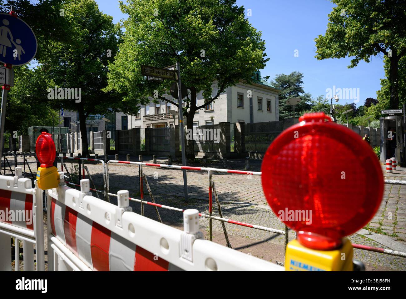 Berlin, Germany. 13th June, 2025. The street in front of the Embassy of ...