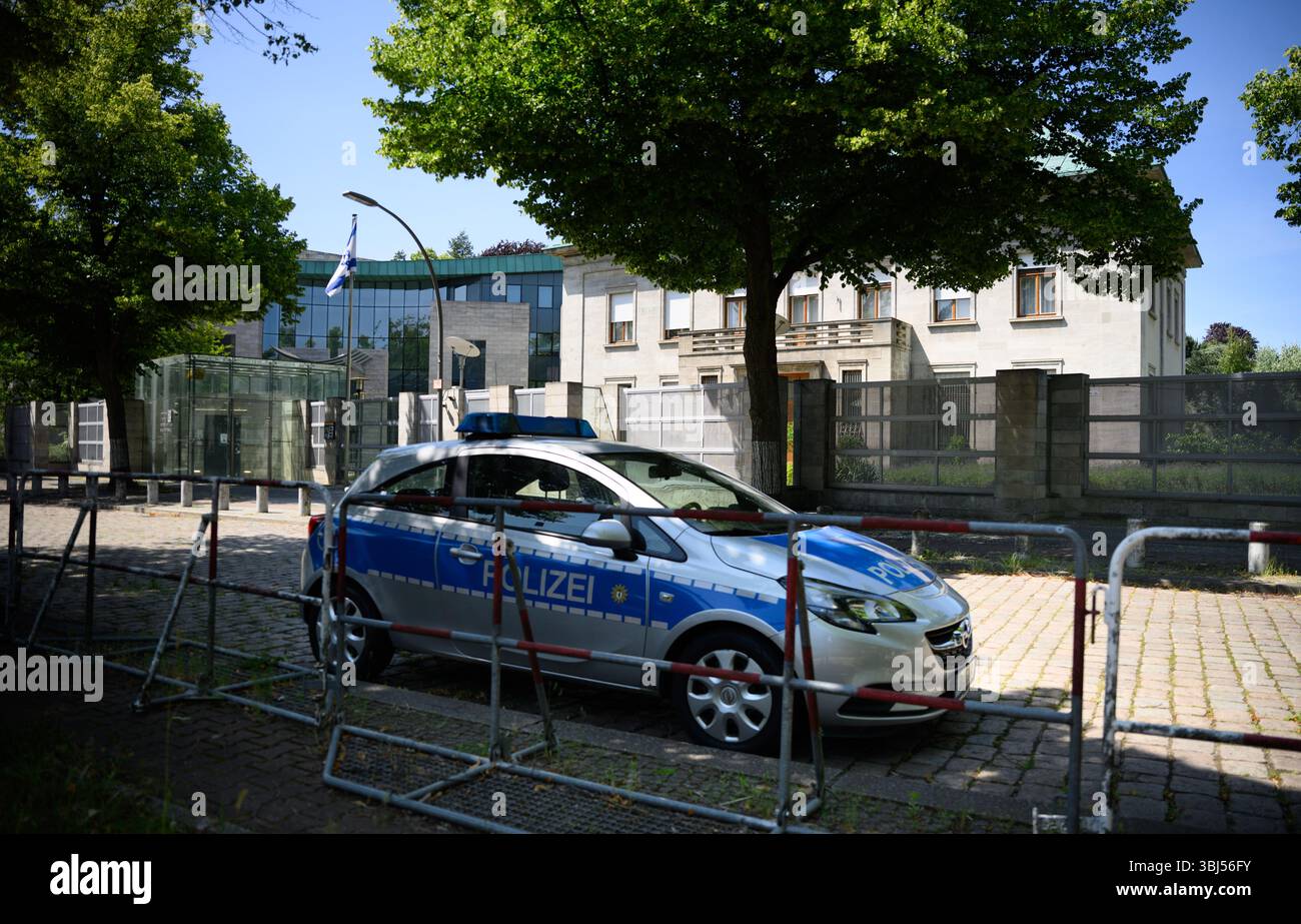 Berlin, Germany. 13th June, 2025. The street in front of the Embassy of ...