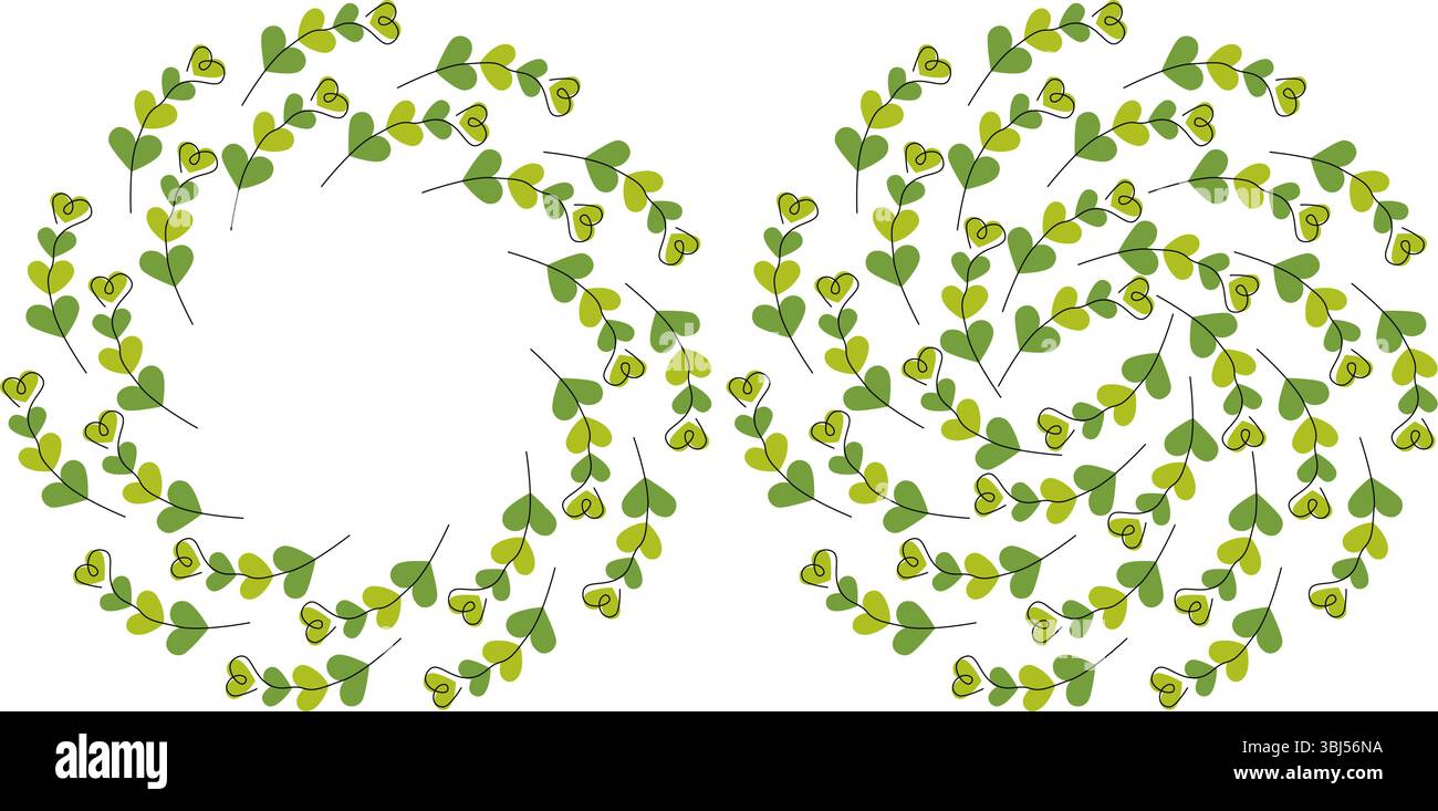 Hand Drawn hearts twigs Circle Frame border and Backdrop St Patrick ...