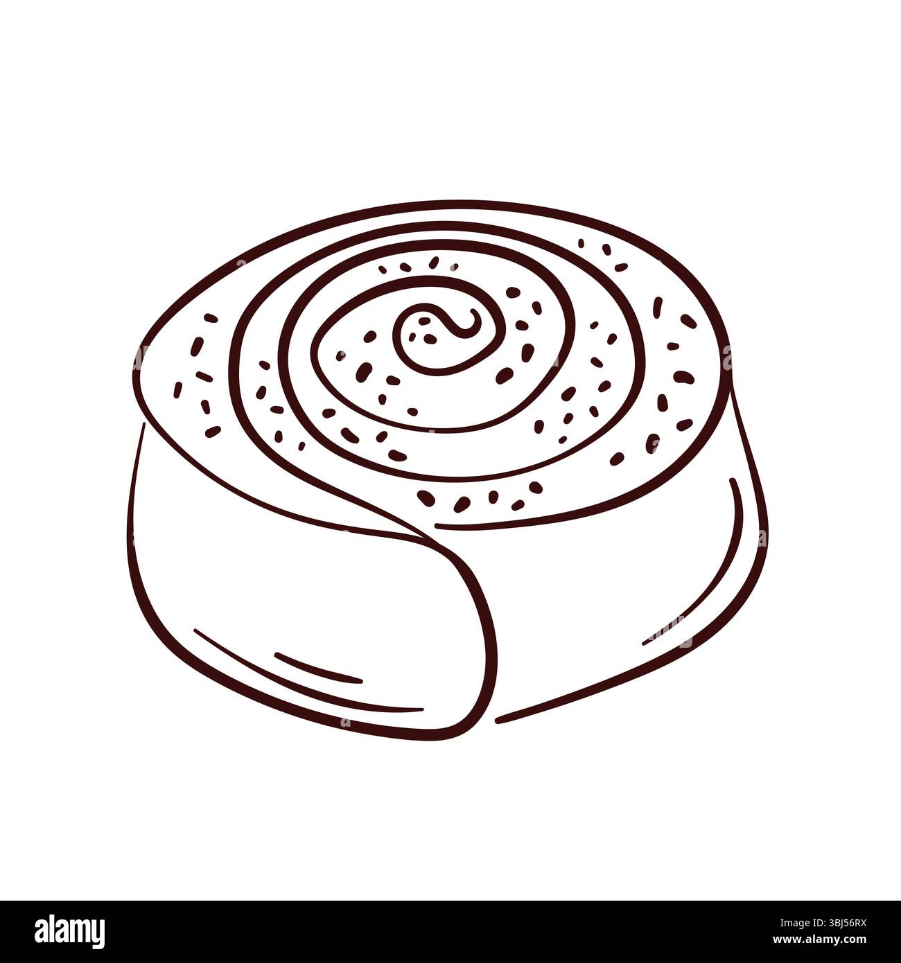 Cinnamon roll pastry in line art style. Perfect for bakery branding ...
