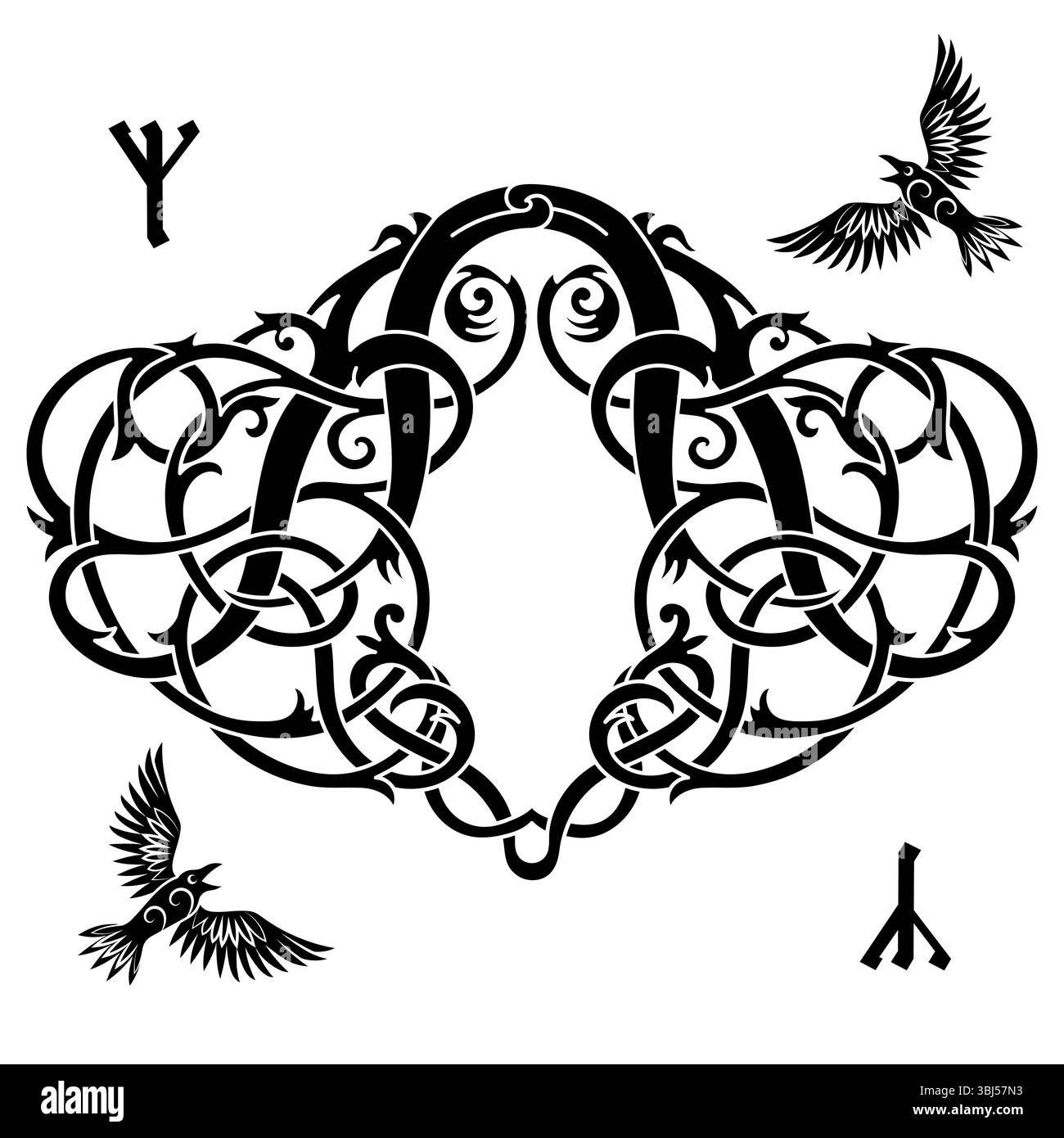 Crow ornament Black and White Stock Photos & Images - Alamy