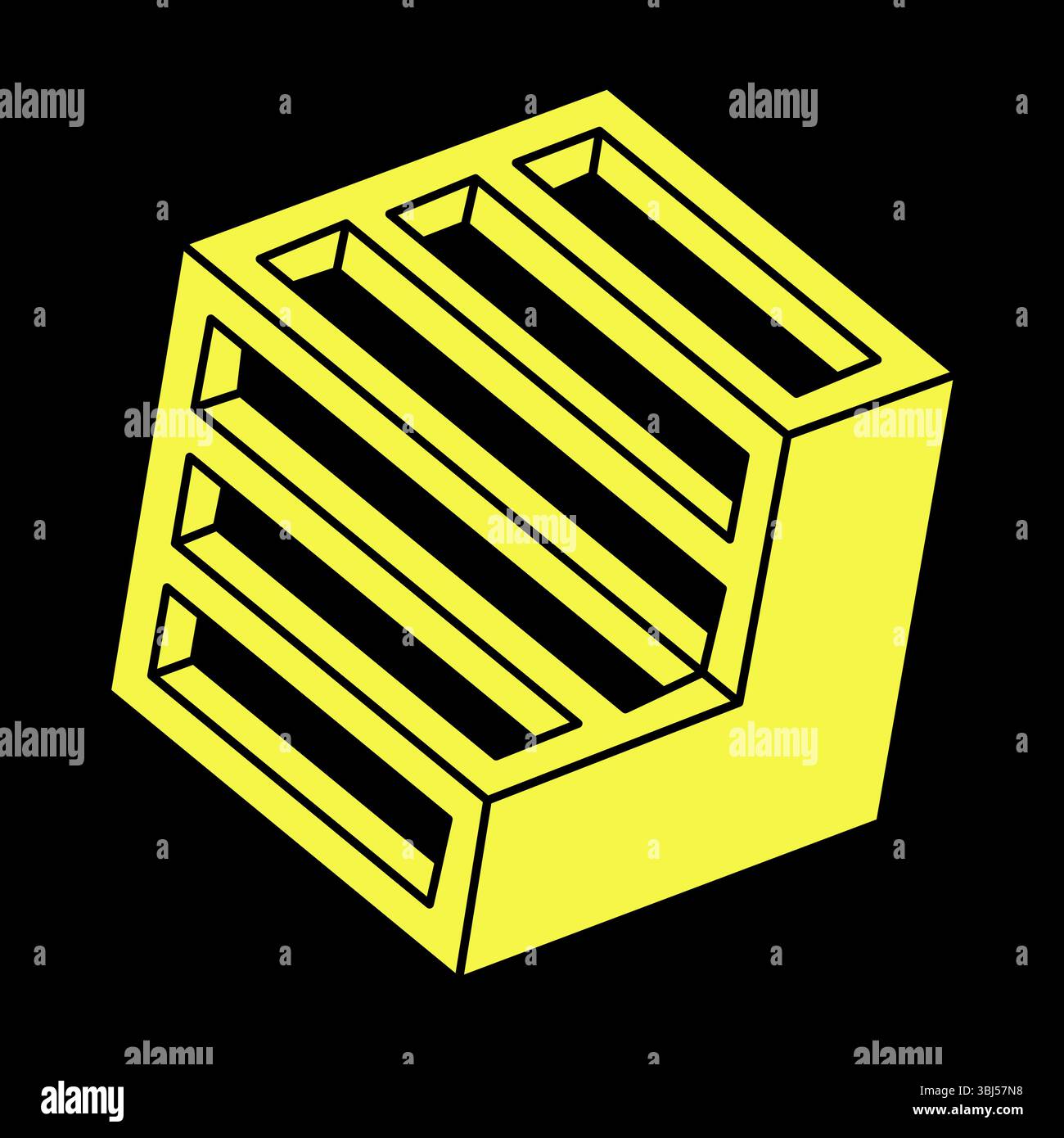 Optical illusion objects. Impossible hexagon. Line design. Impossible shapes. Optical art ...