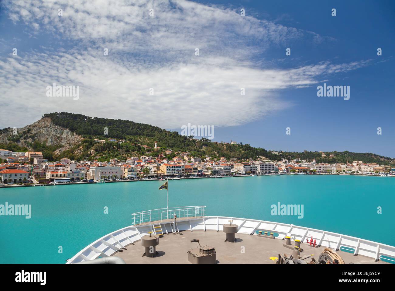 Boat entering the port of Zakynthos, enjoying view of the Zakynthos (or ...