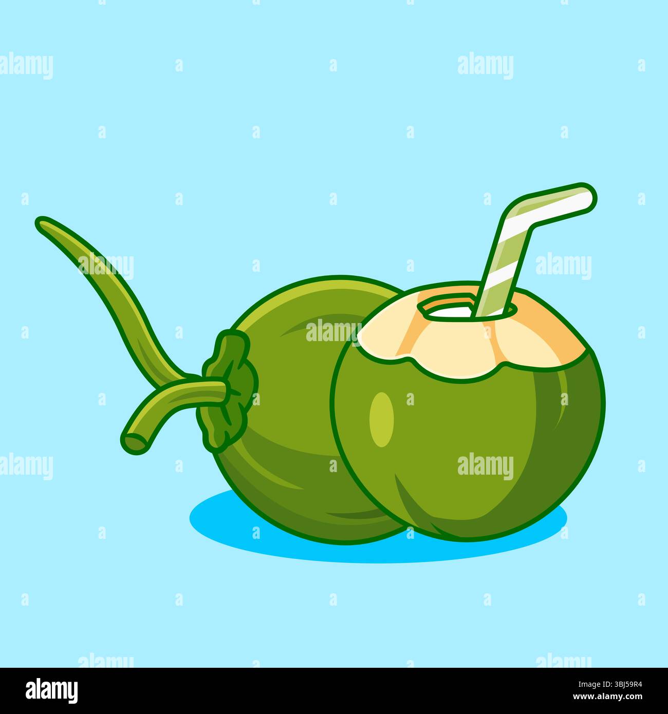 Fresh Green Coconuts with a Straw for a Refreshing Tropical Drink ...