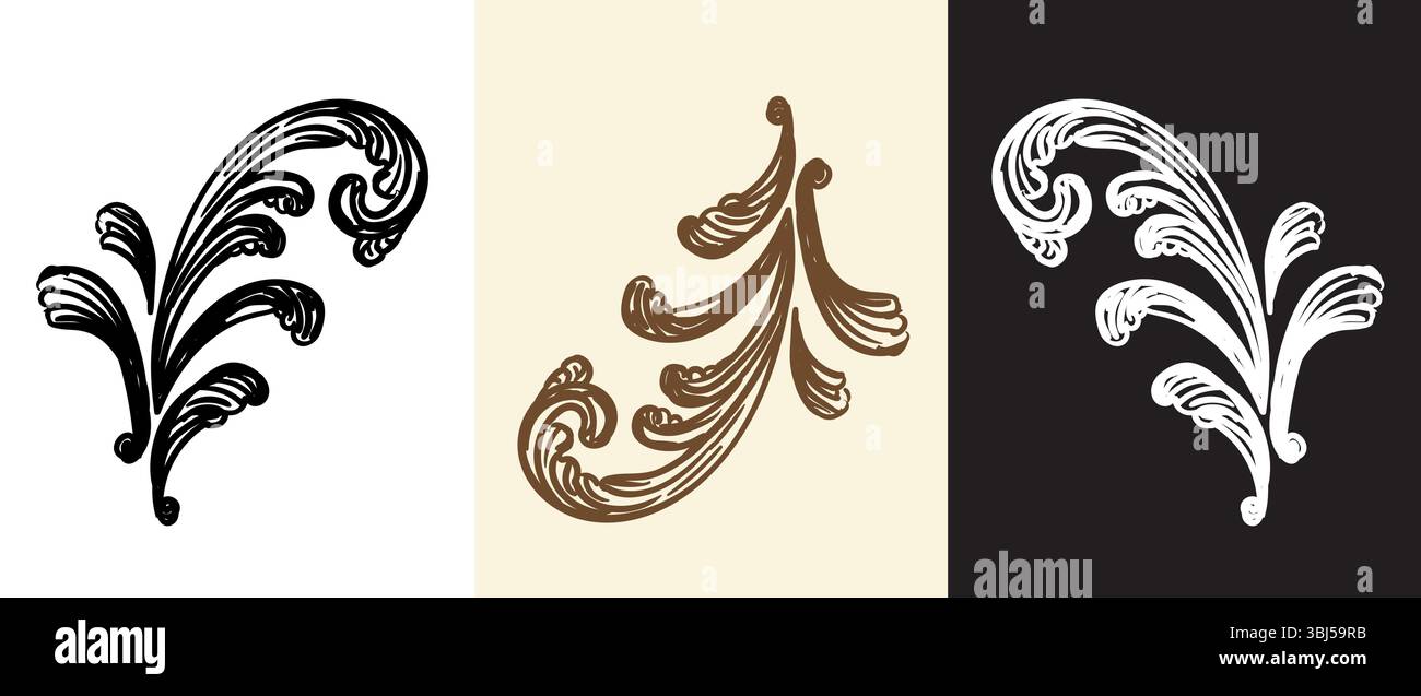 Set of calligraphy swirls, ornate motifs and scrolls ornaments. Vintage ...