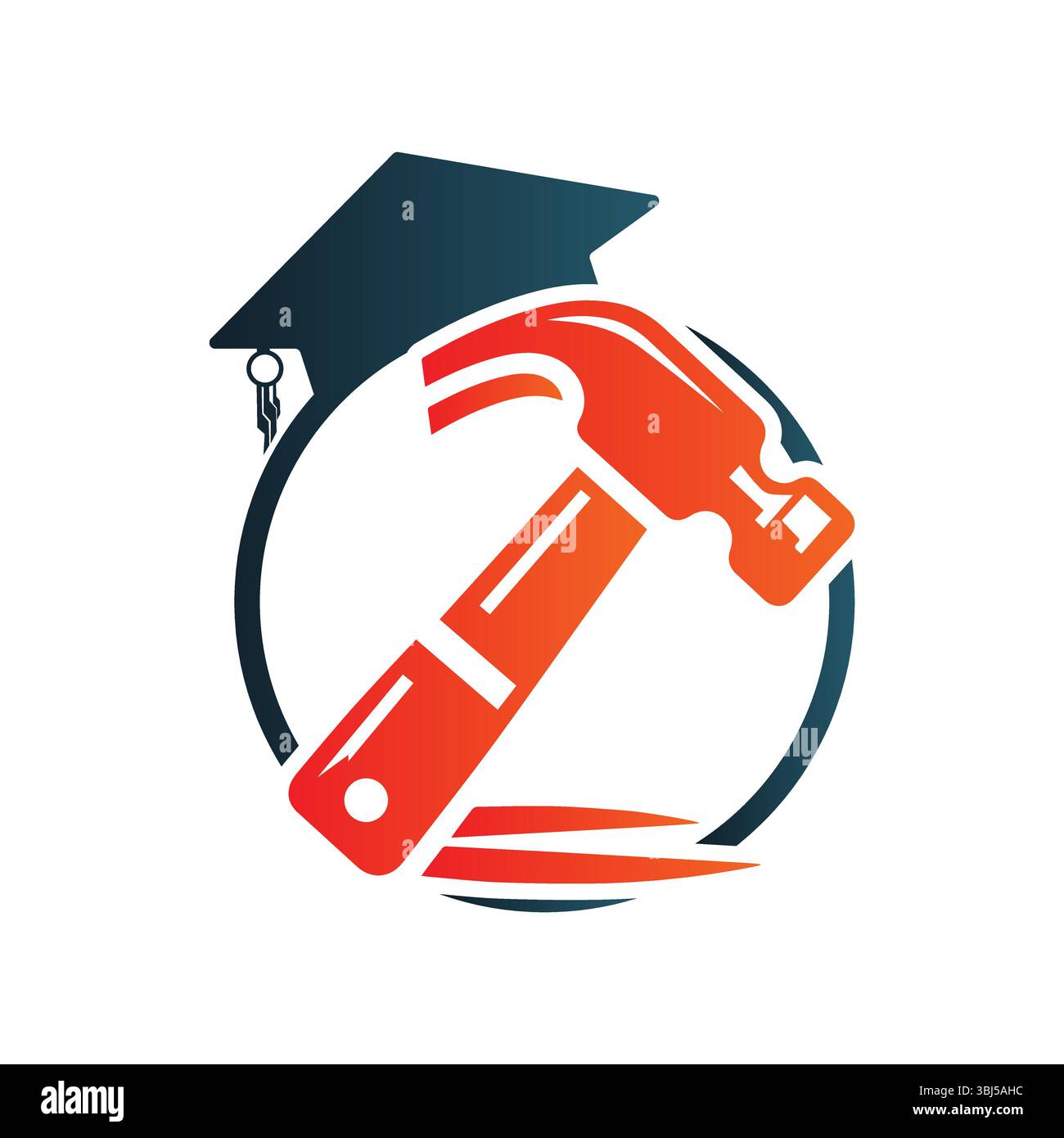 Education and Construction Logo Design with Hammer and Graduation Cap ...