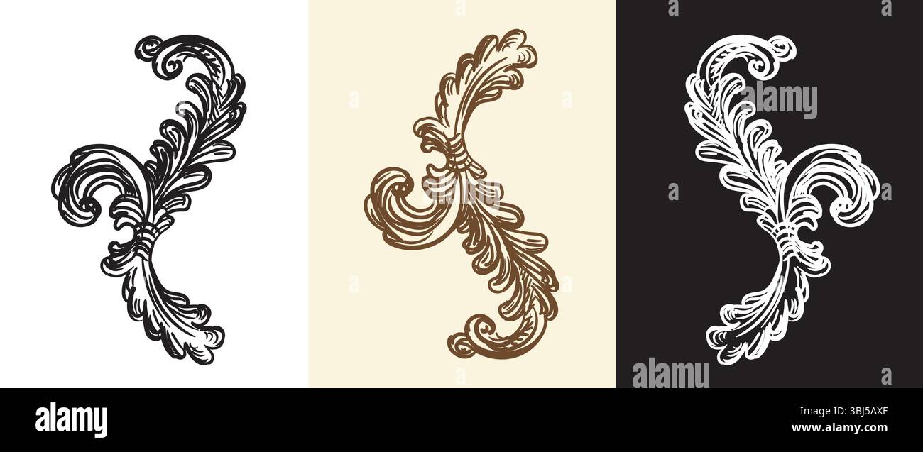 Calligraphy swirls ornate motifs, design elements. Scroll, swashes ...