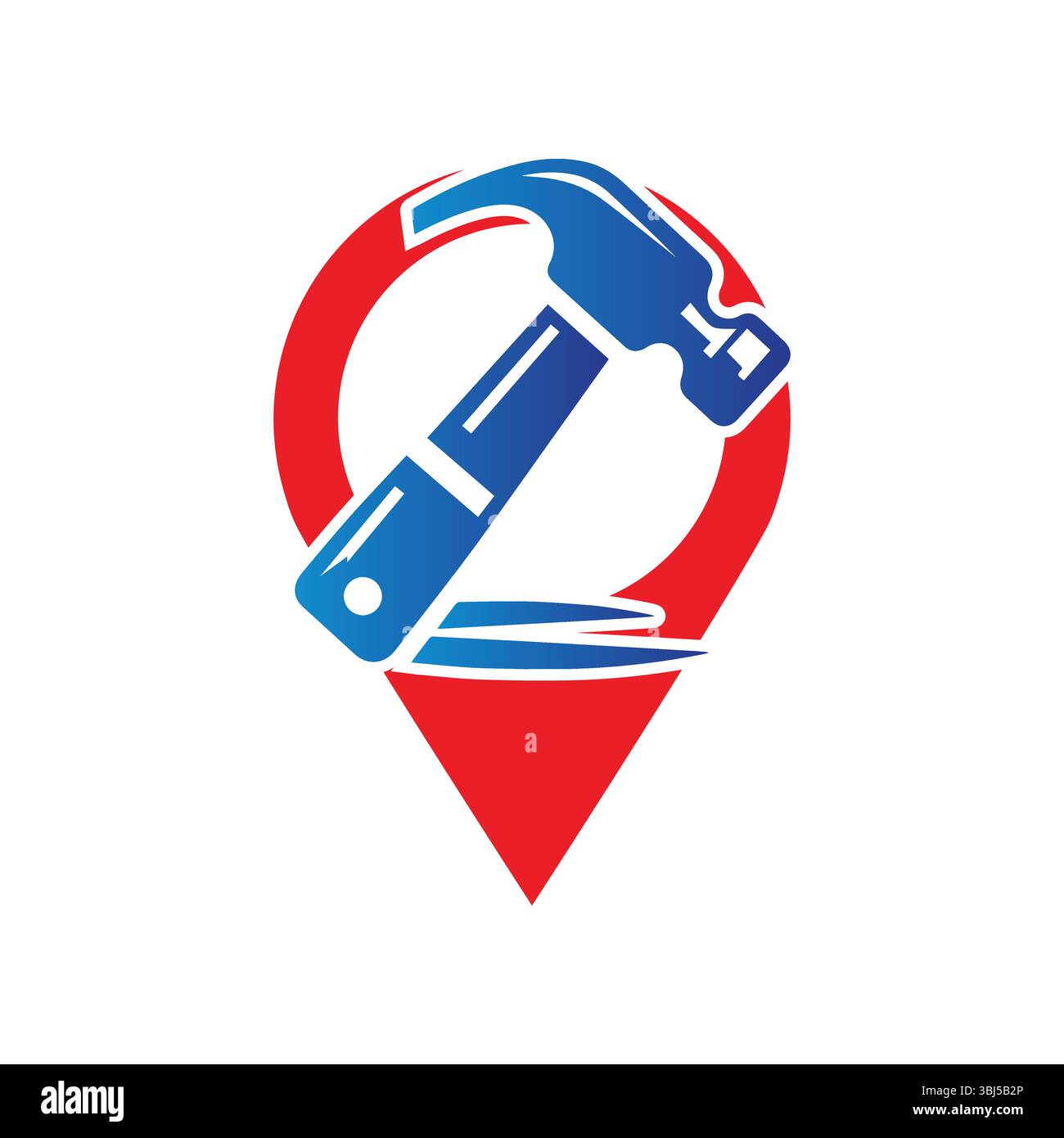 Hammer and Location Pin Symbol for Construction Services Stock Vector ...