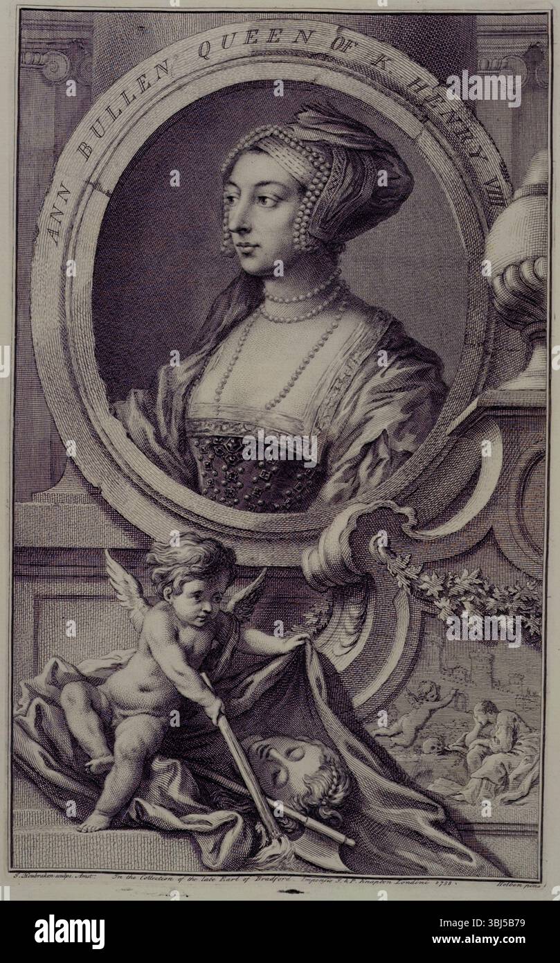 Ann Bullen Queen of K. Henry VIII, c1743-c1751. Portrait of English ...