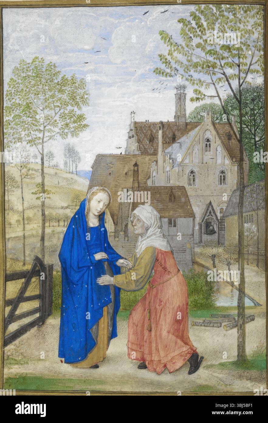 Office of Lauds: The Visitation. Mary and Elizabeth in the garden of a ...