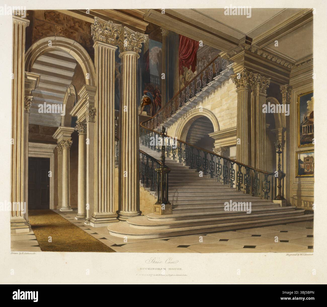 Stair Case, Buckingham House, 1819. Originally known as Buckingham ...