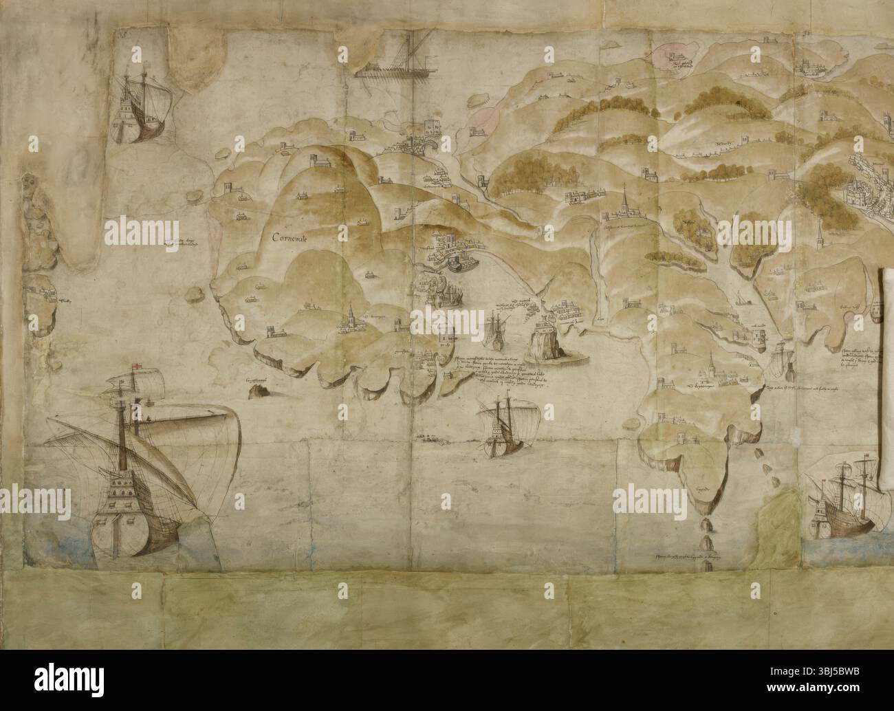 Detail (left-hand end) of a panoramic map of the coast from Land's End ...
