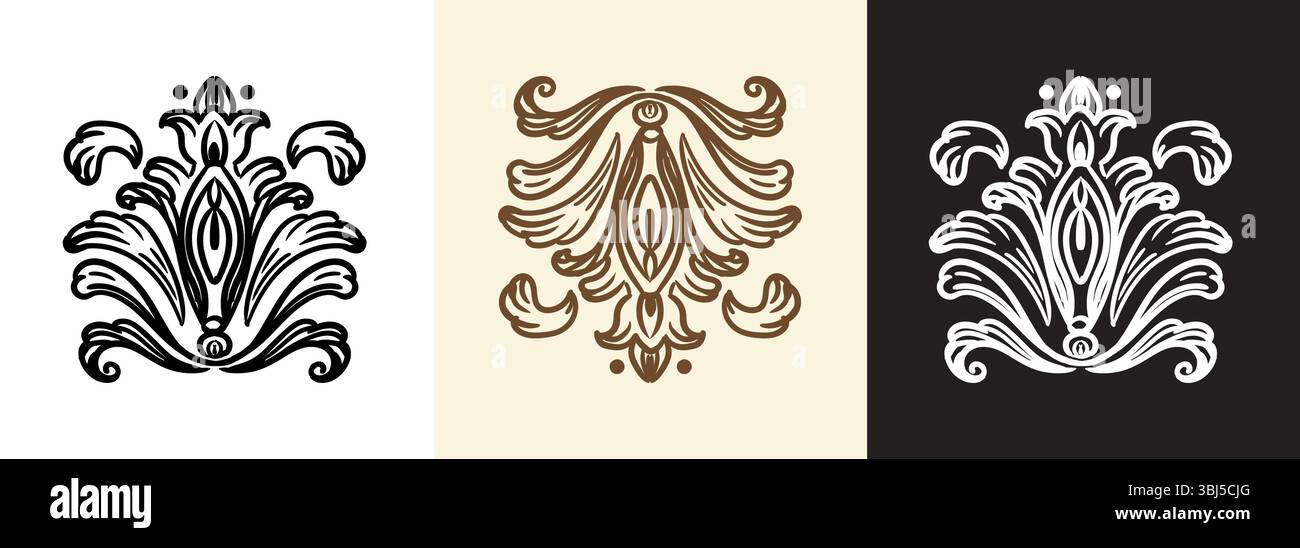 Calligraphy swirls ornate motifs, design elements. Scroll, swashes ...