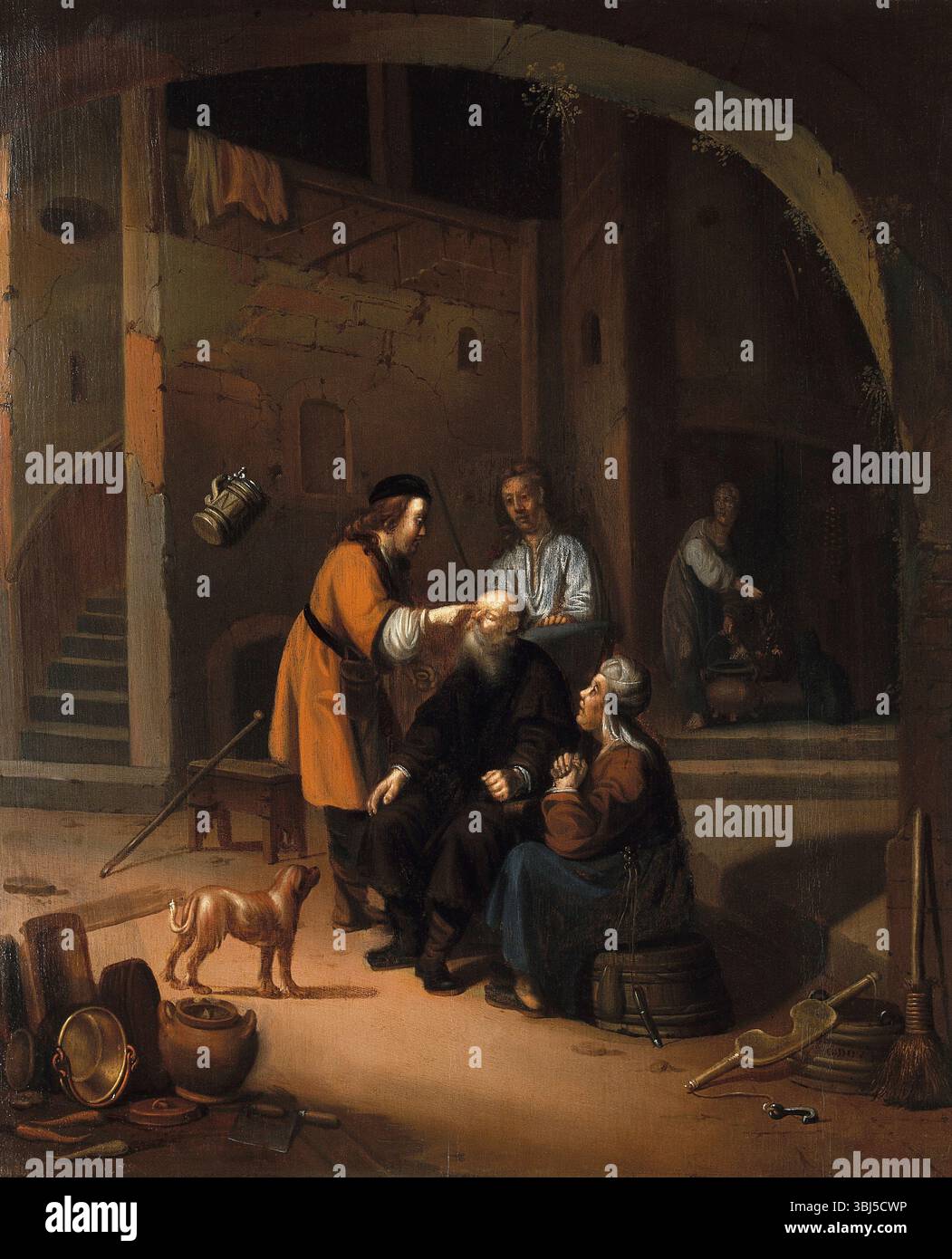 Tobias restoring the eyesight of Tobit, 1600-1699. Tobit and Anna were ...