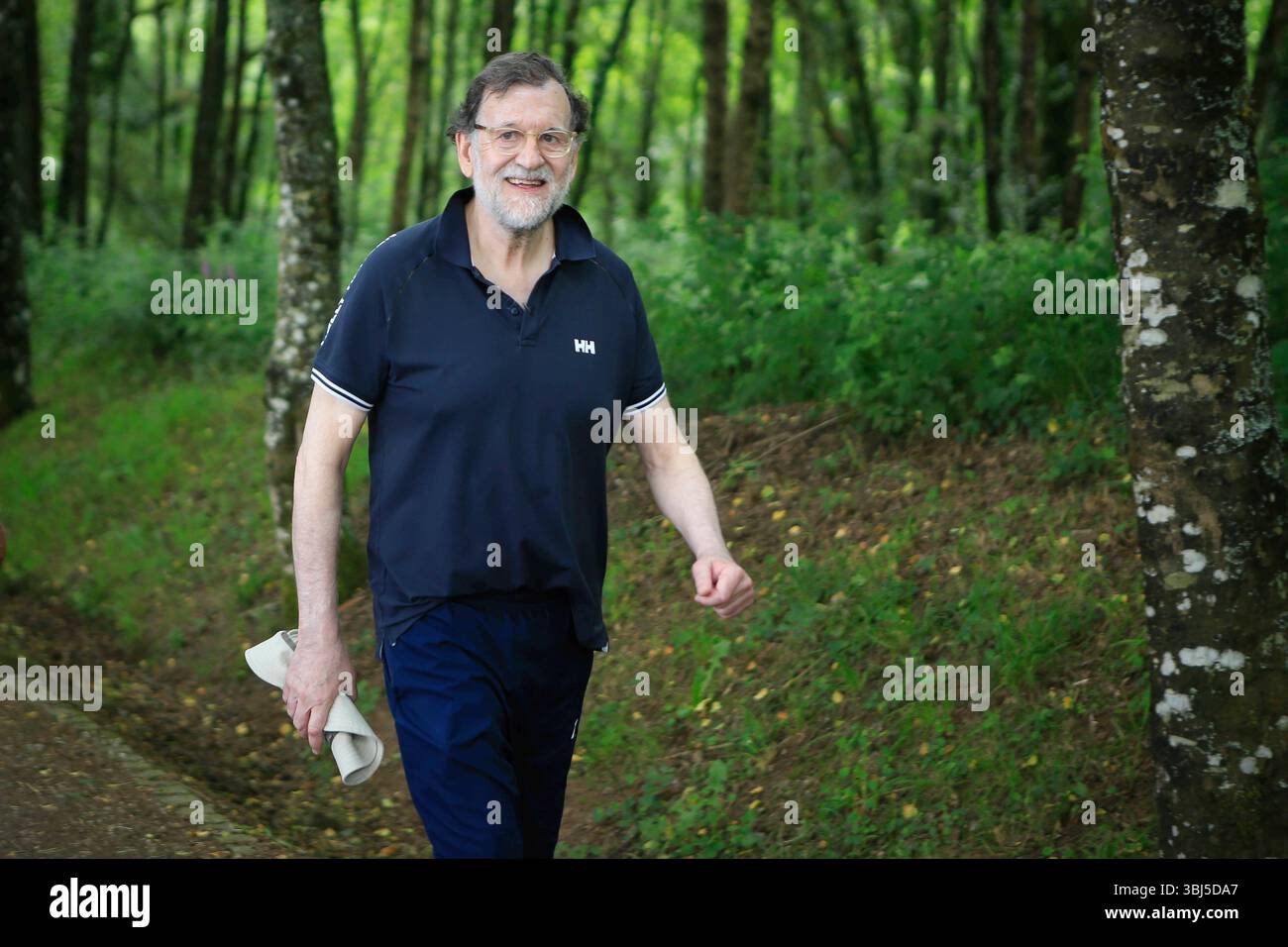 Former Prime Minister Mariano Rajoy during a stage of the Camino de Santiago in Monterroso, Lugo ...