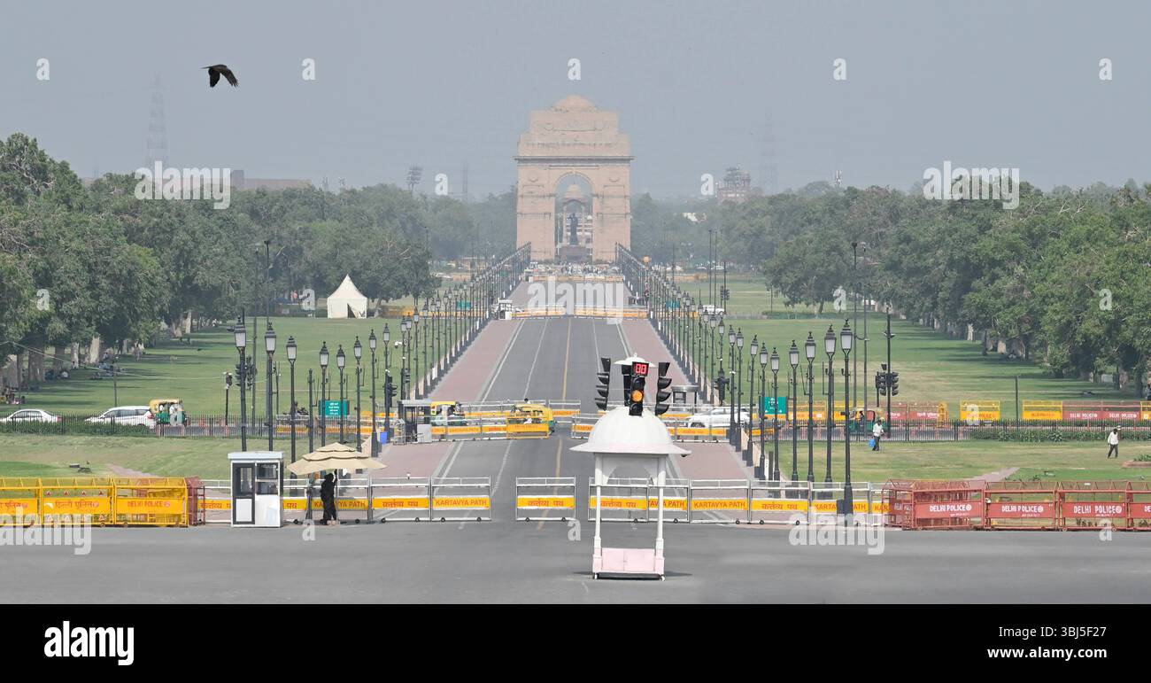 NEW DELHI, INDIA - JUNE 12: A view of Kartavya Path on a hot afternoon, as the temperature rises ...