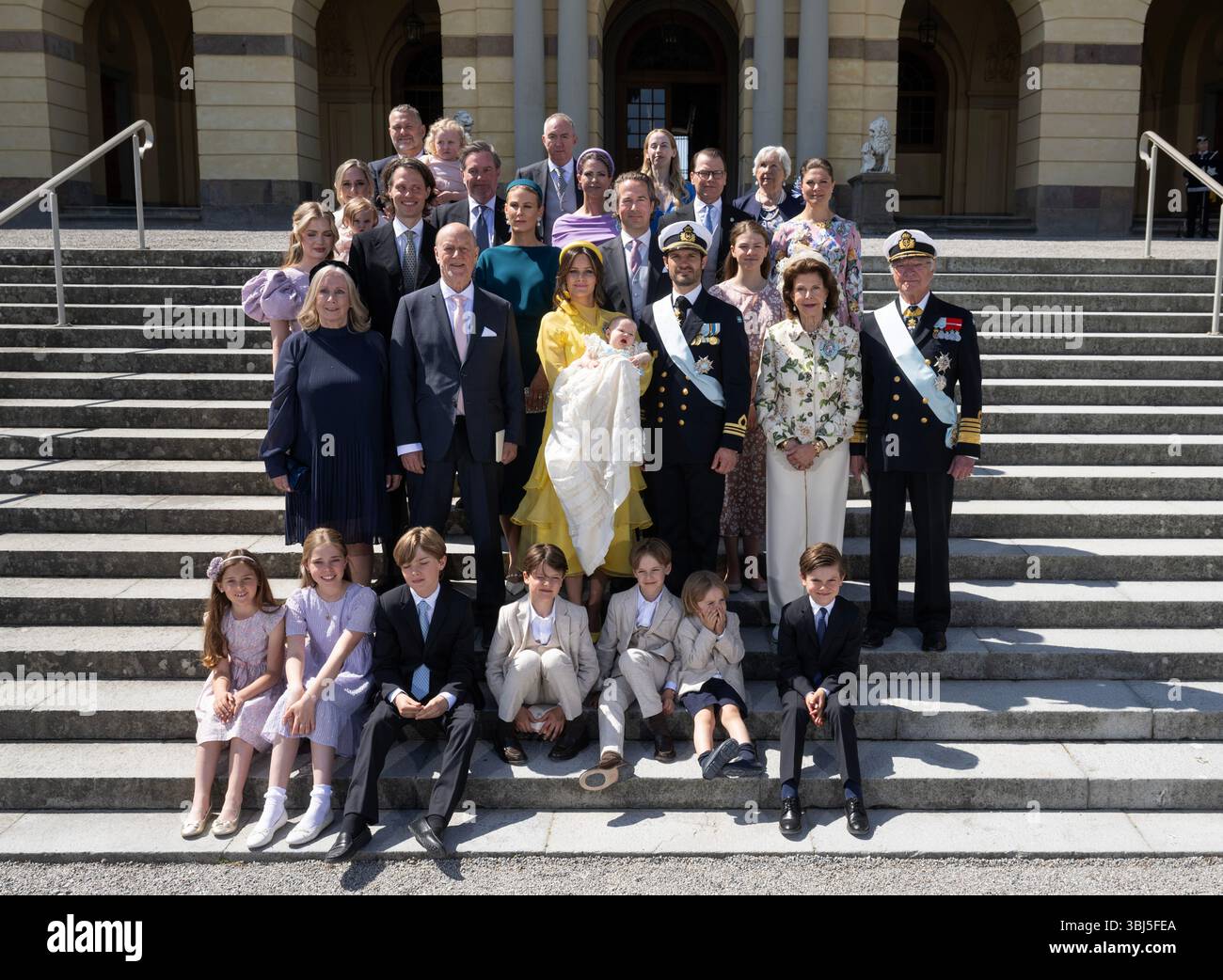 Group photo at Princess Ines' christening in Drottningholm Palace ...