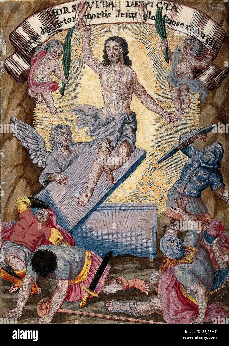 The resurrected Christ rises over terrified soldiers Stock Photo - Alamy