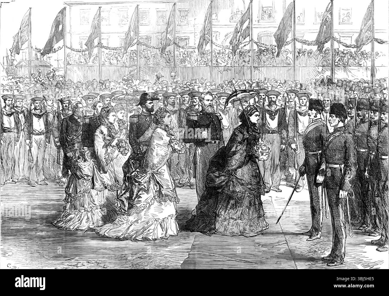 The Queen at Portsmouth inspecting the Naval Brigade of the Ashantee ...