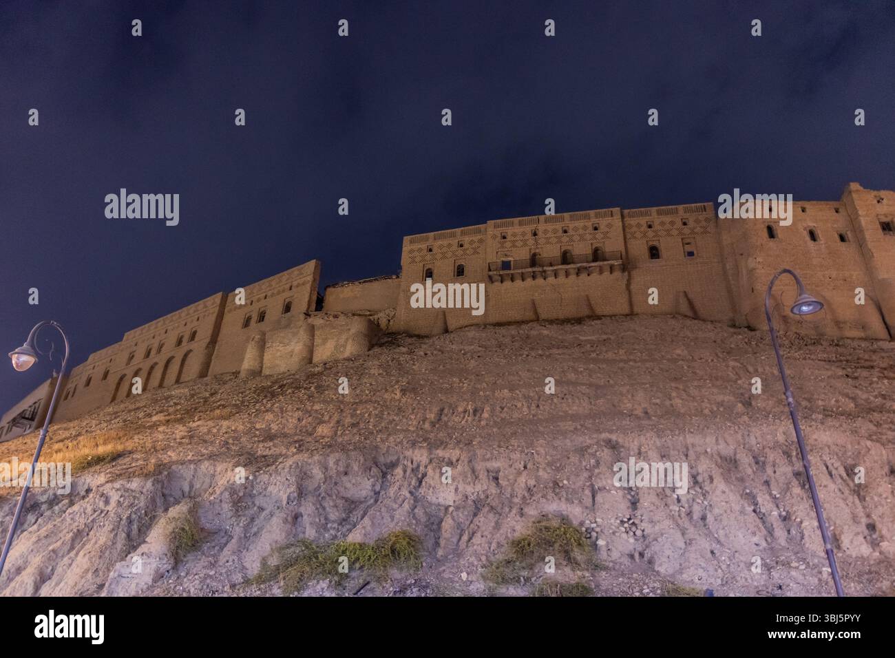 Night view of the ancient citadel in Erbil (Hawler), Kurdistan Region ...