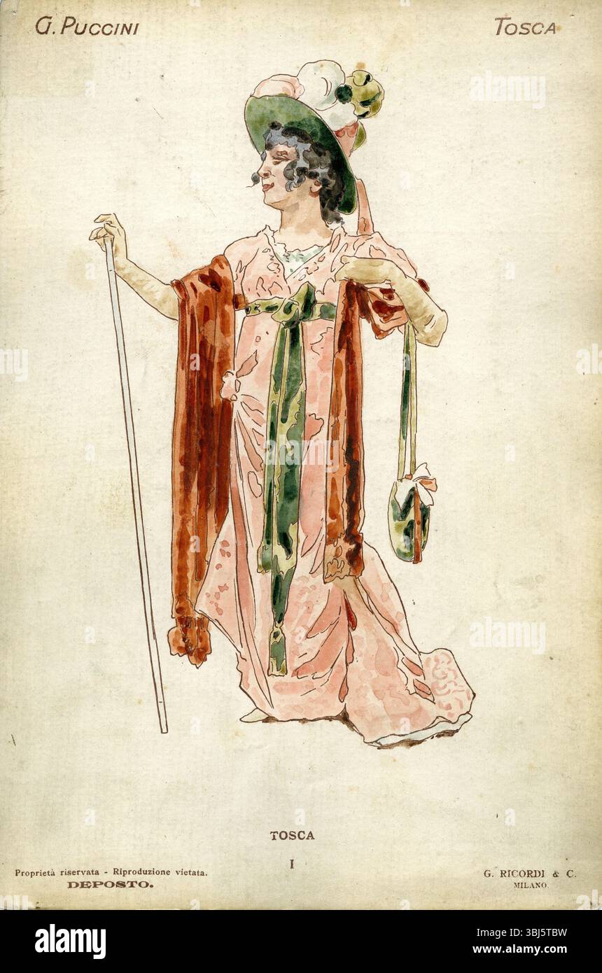 Costume design for the opera Tosca by Giacomo Puccini, 1900. Found in ...