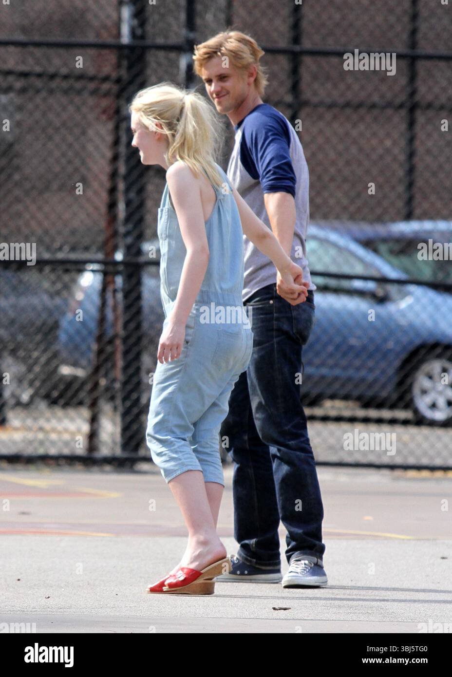 Dakota Fanning and Boyd Holbrook on the set of 'Very Good Girls' in New ...