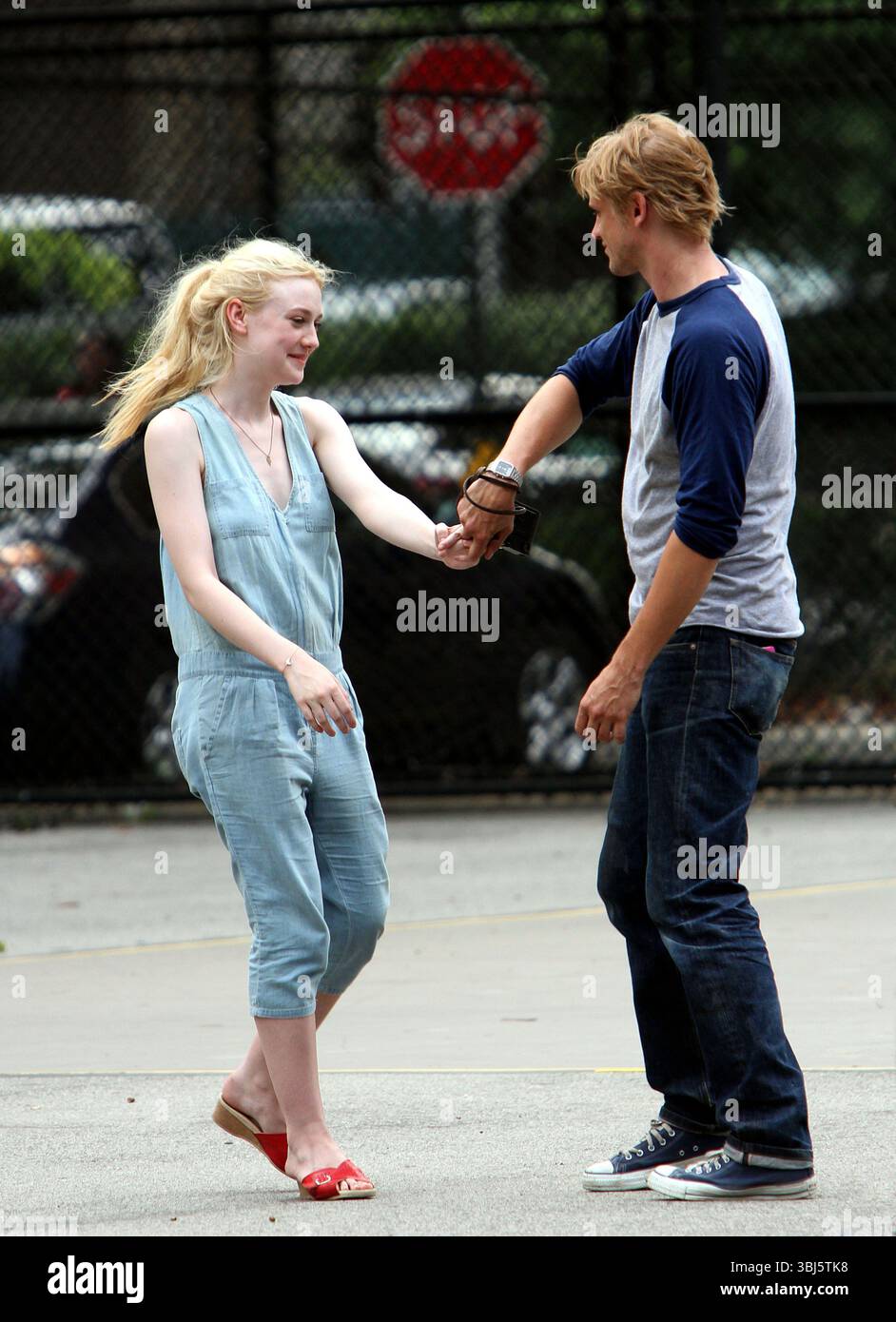 Dakota Fanning and Boyd Holbrook on the set of 'Very Good Girls' in New ...