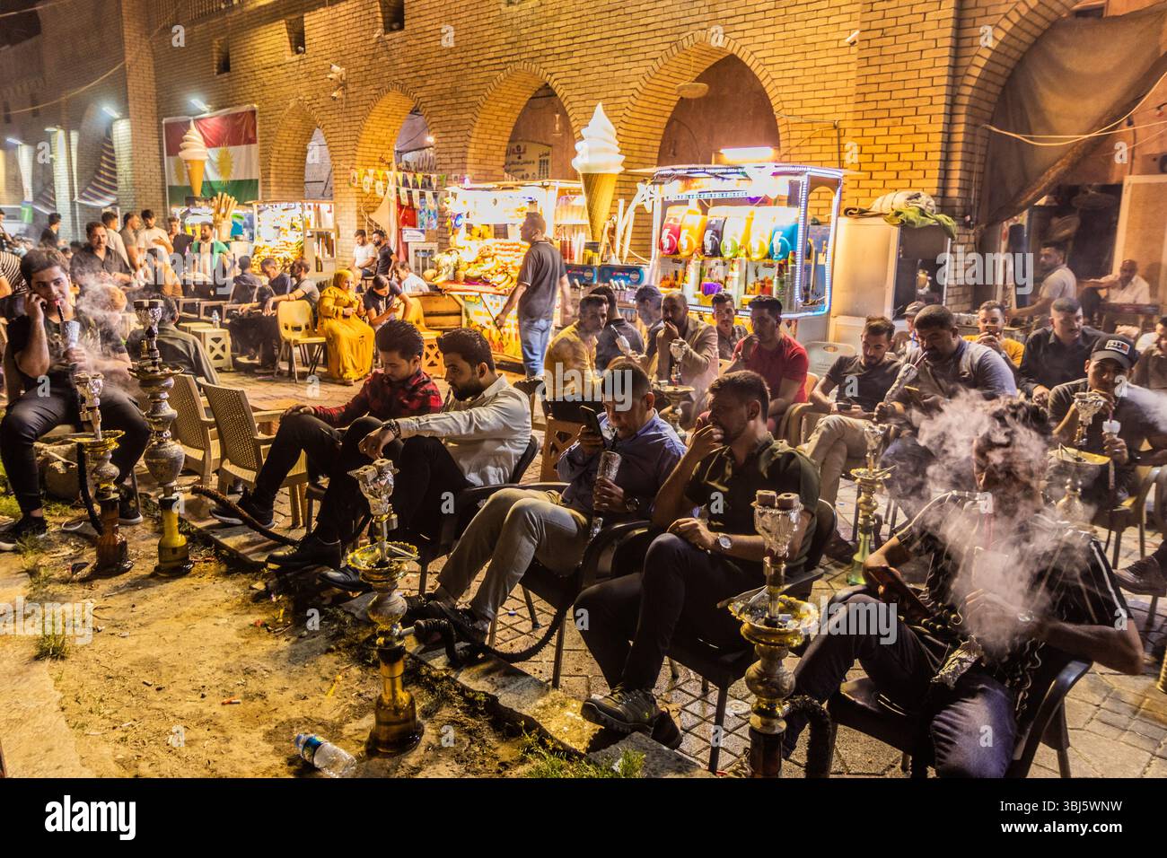 ERBIL, IRAQ - OCTOBER 8, 2022: People at a cafe at Bakhi Shar (City ...
