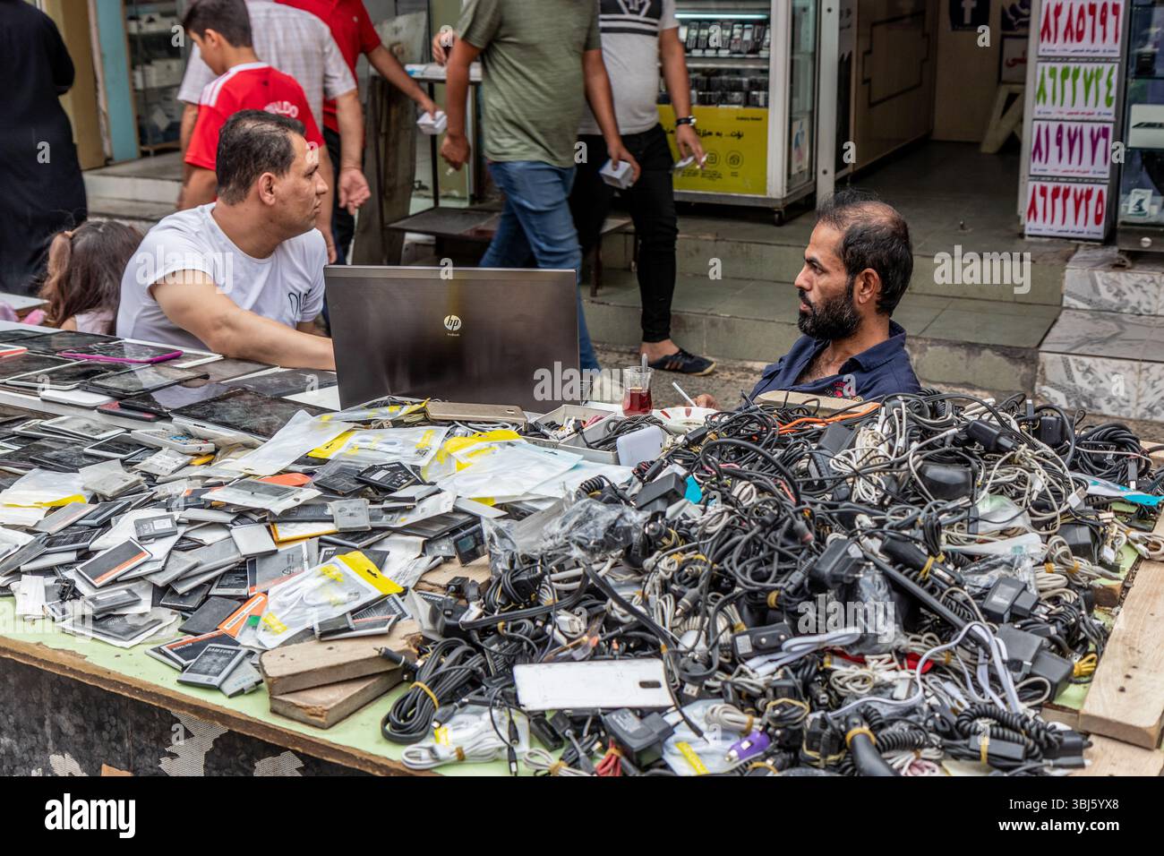 ERBIL, IRAQ - OCTOBER 9, 2022: Cell phone stall at a market in the ...