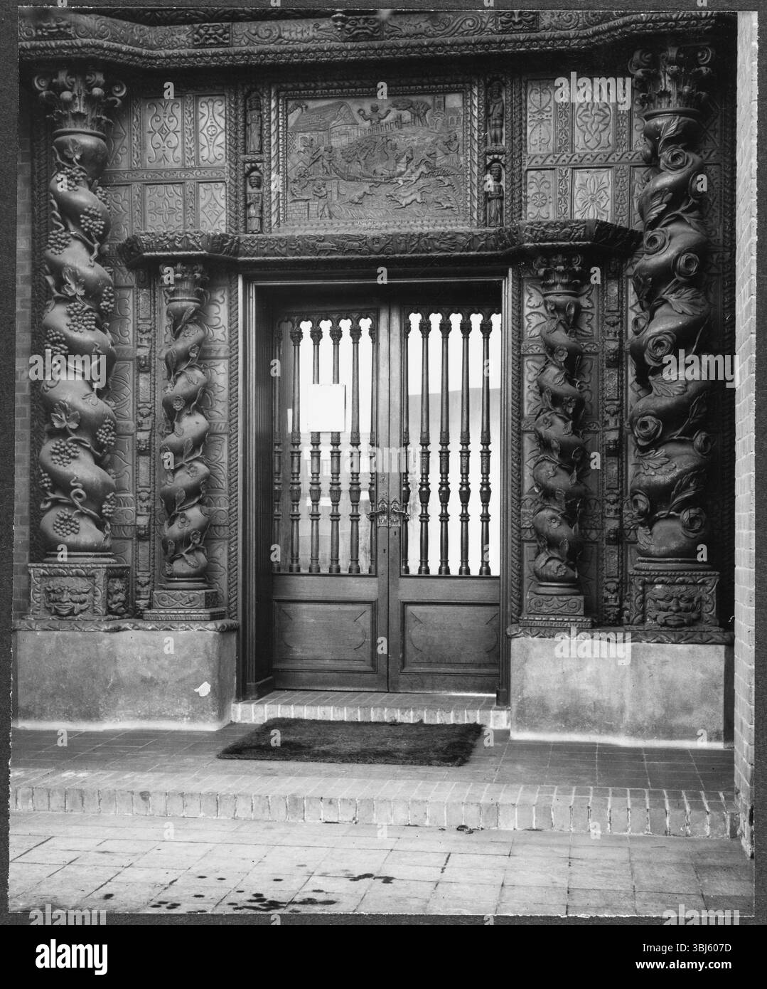 An ornate double door at Heatherden Hall, Heatherden Hall, Iver Heath ...