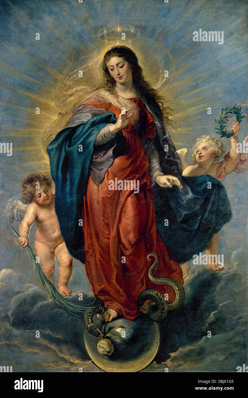 The Immaculate Conception, 1628-1629. The Virgin Mary standing on a ...