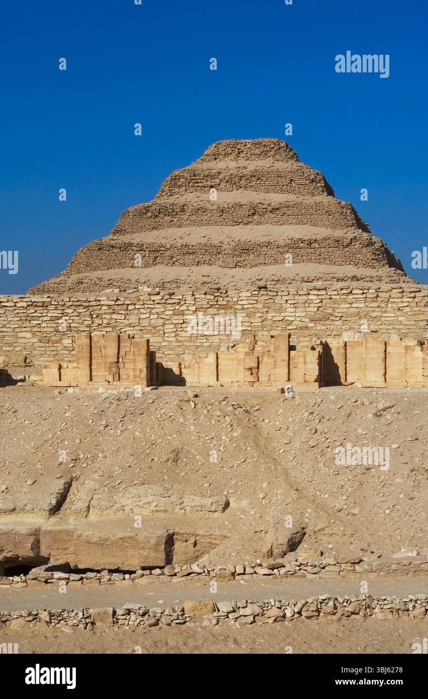 The Pyramid of Djoser (Zoser) or step pyramid, Saqqara necropolis, Egypt, Old Kingdom, 3rd ...