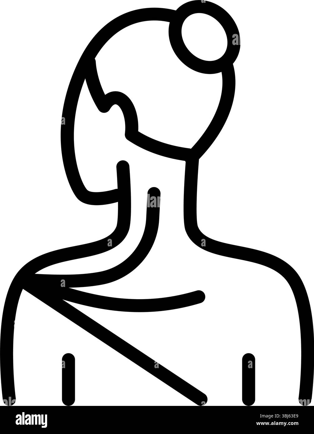 Shoulder blade kinesio tape strips outline icon. Application neck ...