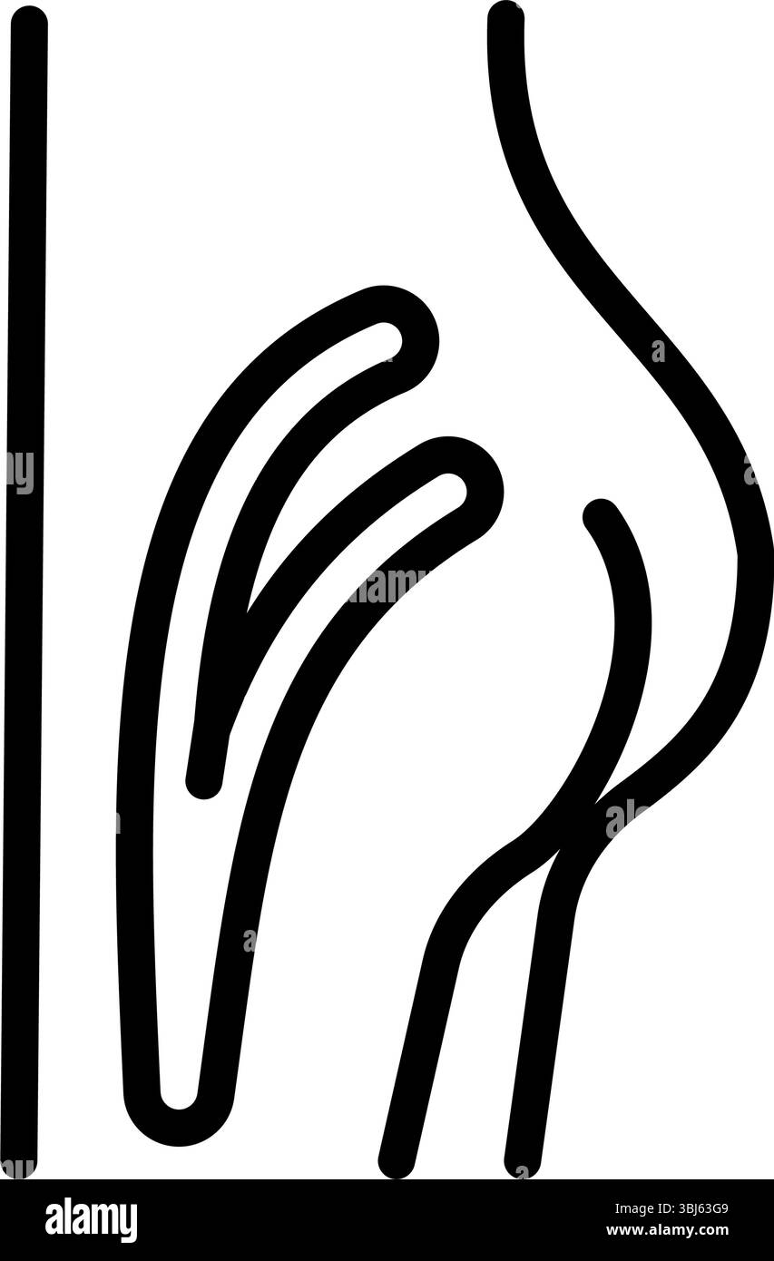 Hip joint kinesio tape strips outline icon. Joints and ligaments ...