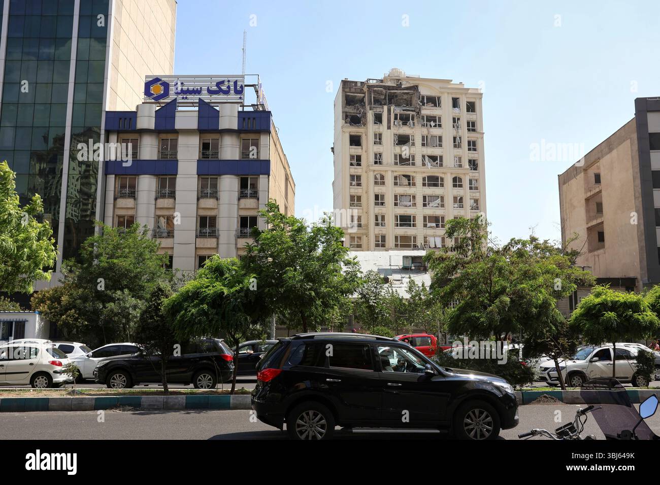 The top floor of an apartment building damaged in an Israeli army ...