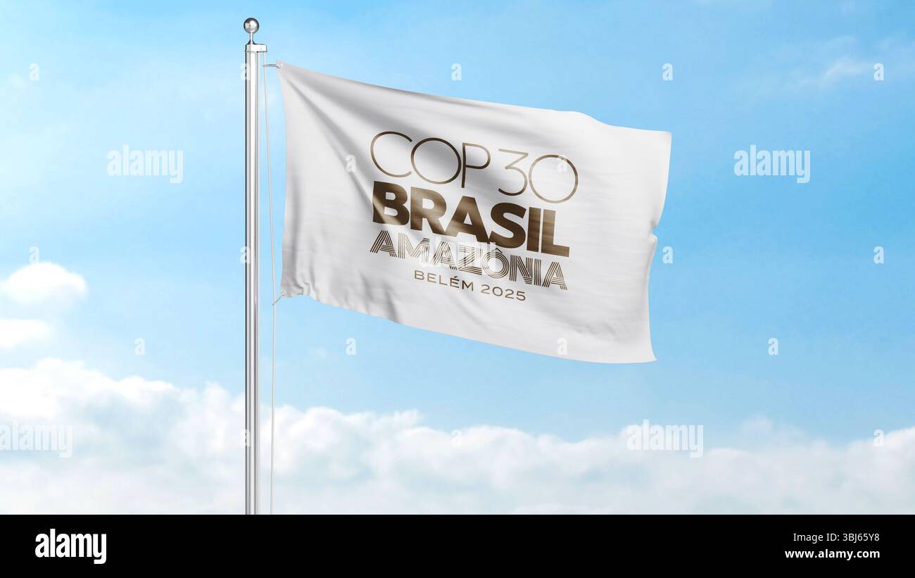 Waving flag. COP30, Brazil and United Nations Climate Change event, ESG ...