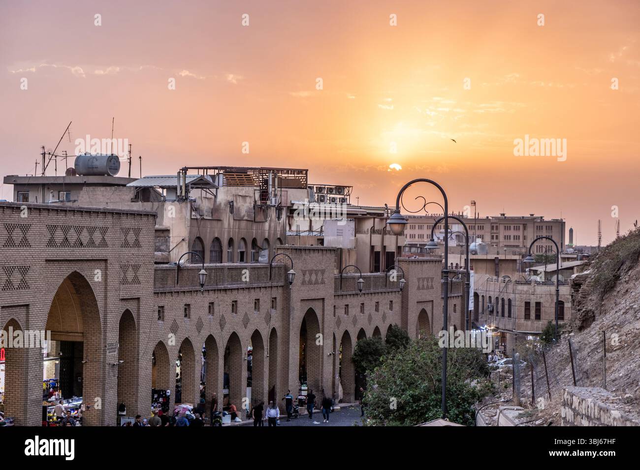 Sunset in the center of Erbil (Hawler), Kurdistan Region of Iraq Stock ...