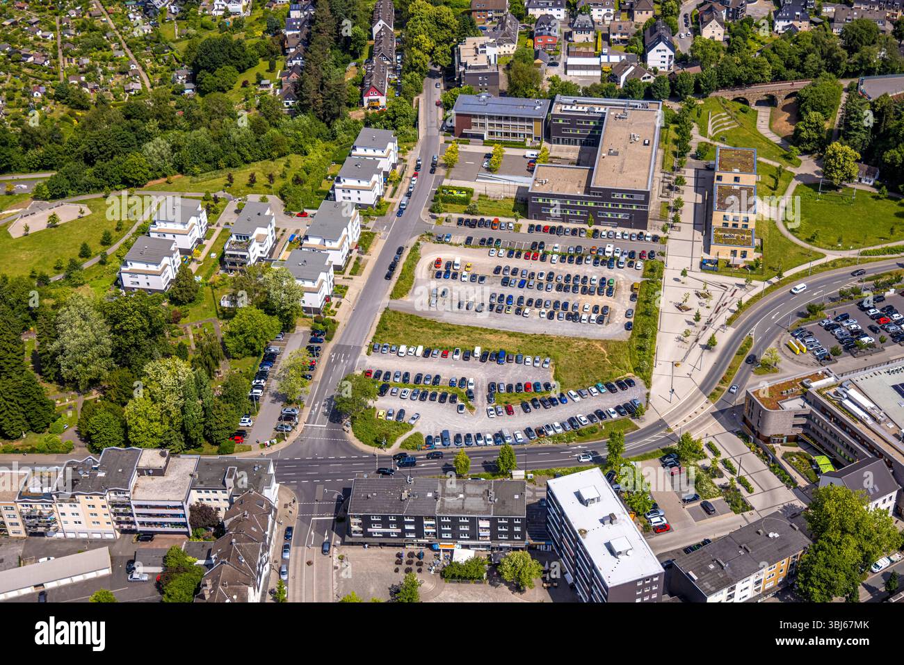 Luftbild, Campus Velbert/Heiligenhaus Hochschule und Parkplätze, Neubau ...
