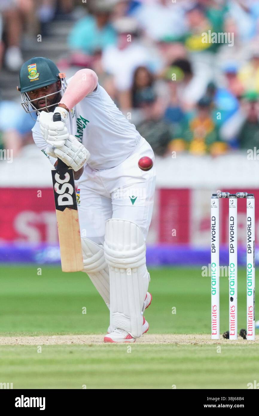 South Africa's captain Temba Bavuma bats on day three of the World Test ...