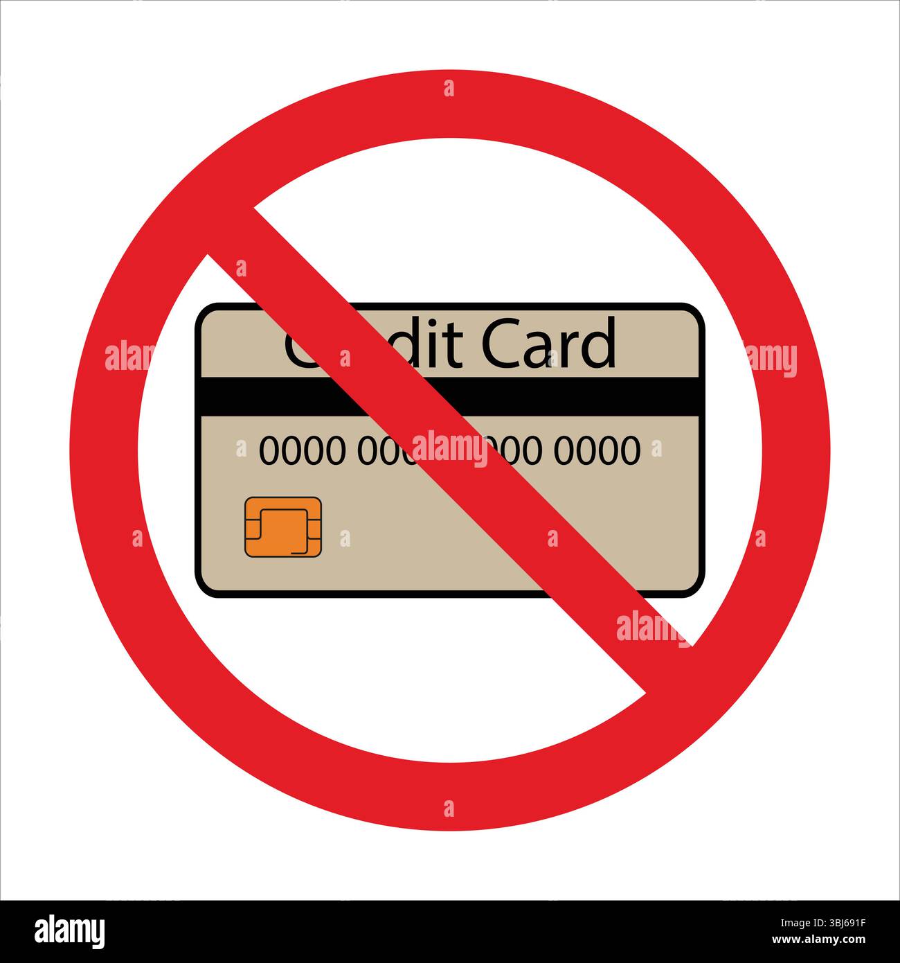 Red prohibition sign over a generic credit card icon Stock Vector Image ...