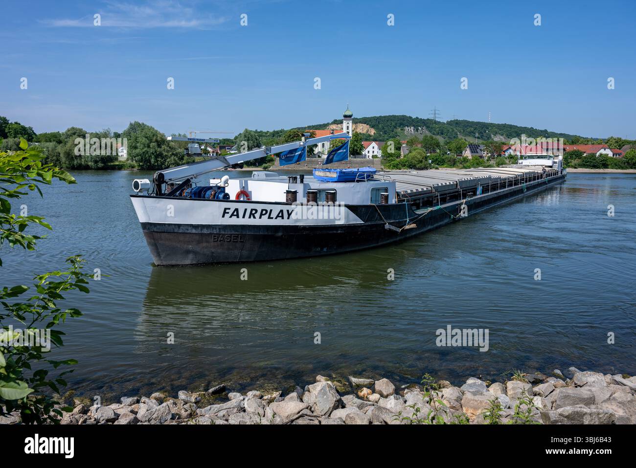Regensburg, Germany. 13th June, 2025. The cargo ship "Fairplay" loaded ...