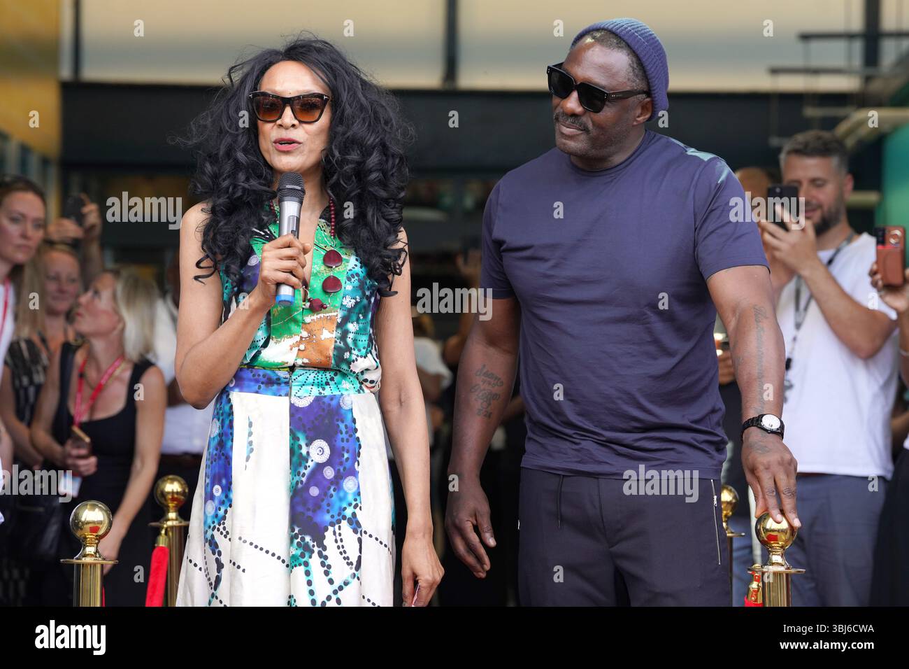 Idris Elba is joined by Kanya King during a visit to Barking and ...