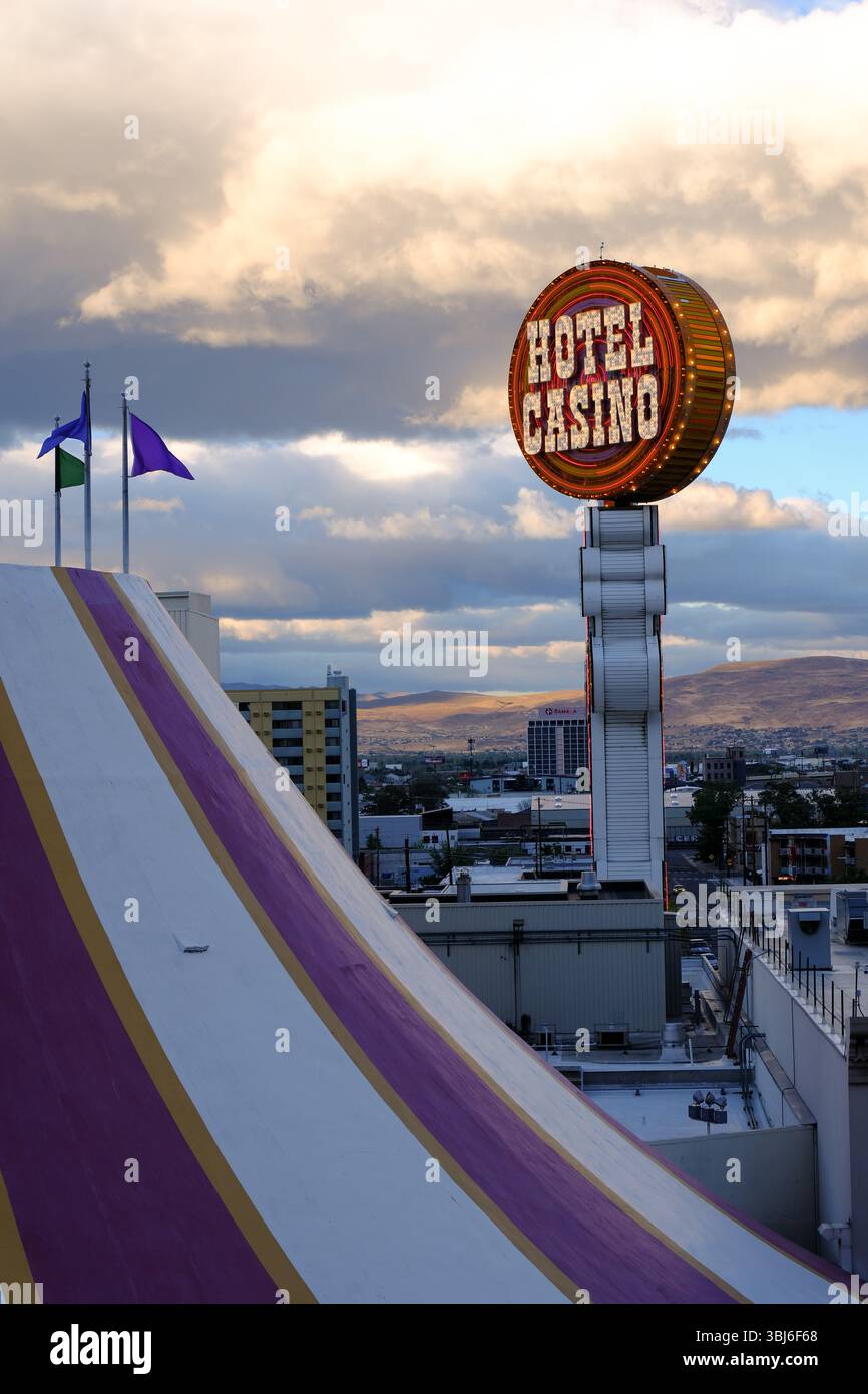 13 MAY 2025 - Reno, NV, USA - Downtown Reno with the largets hotel and ...