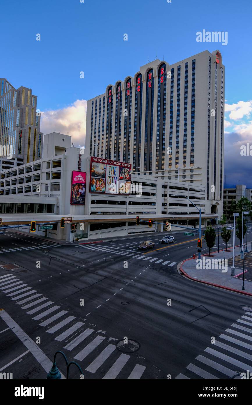 13 MAY 2025 - Reno, NV, USA - Downtown Reno with the largets hotel and ...