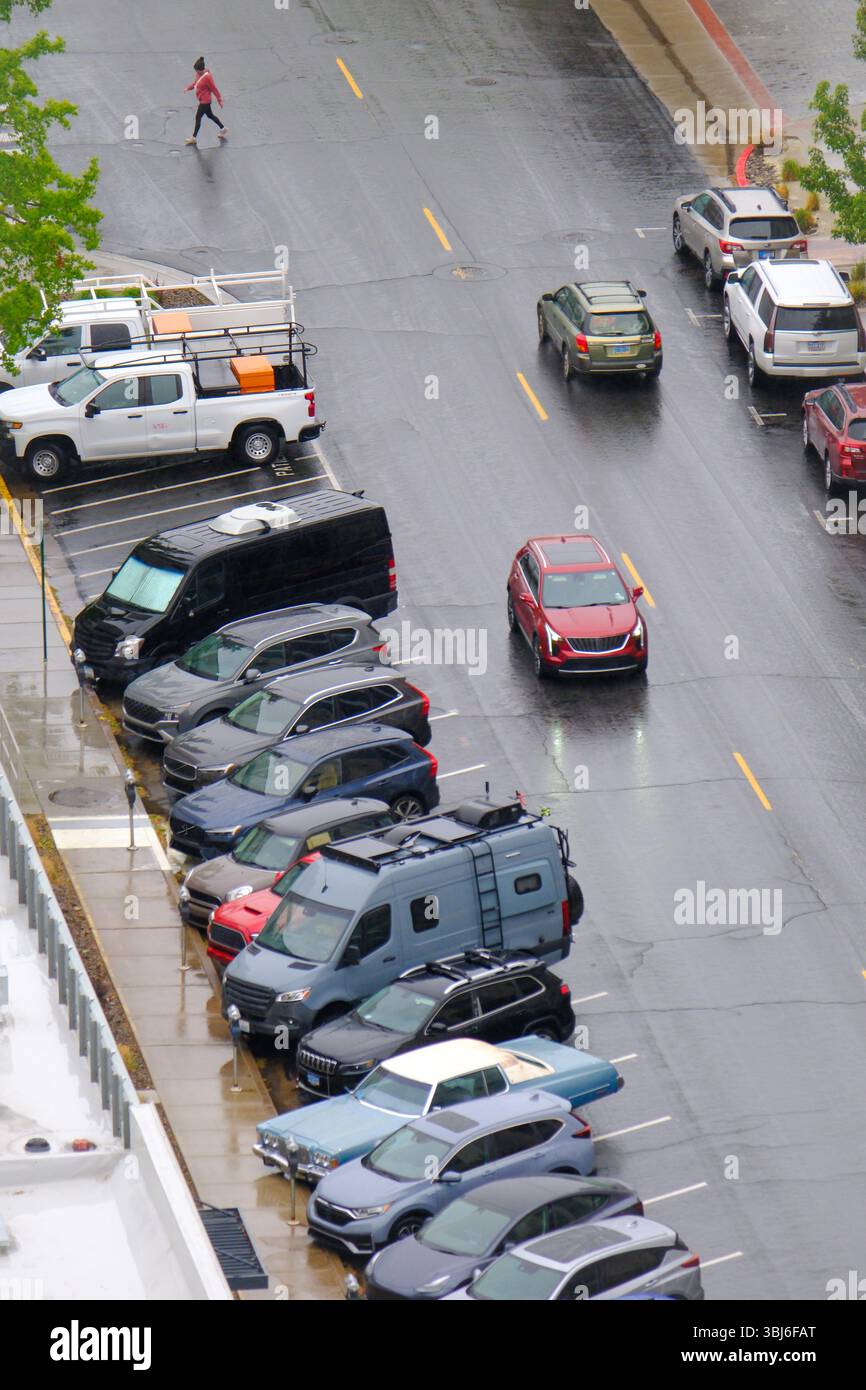 13 MAY 2025 - Reno, NV, USA - A downtown high street in the USA with ...