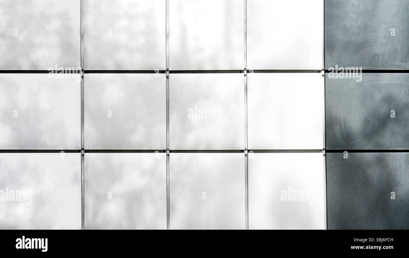 Modern white and gray wall tiles with soft shadows in geometric grid ...