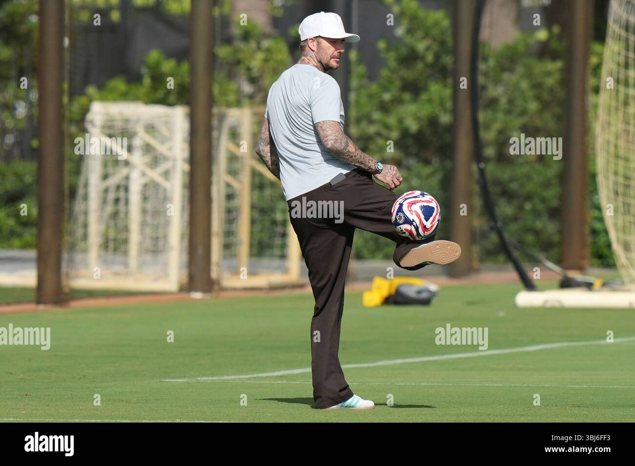 Inter Miami co-owner David Beckham kicks the ball during a team ...