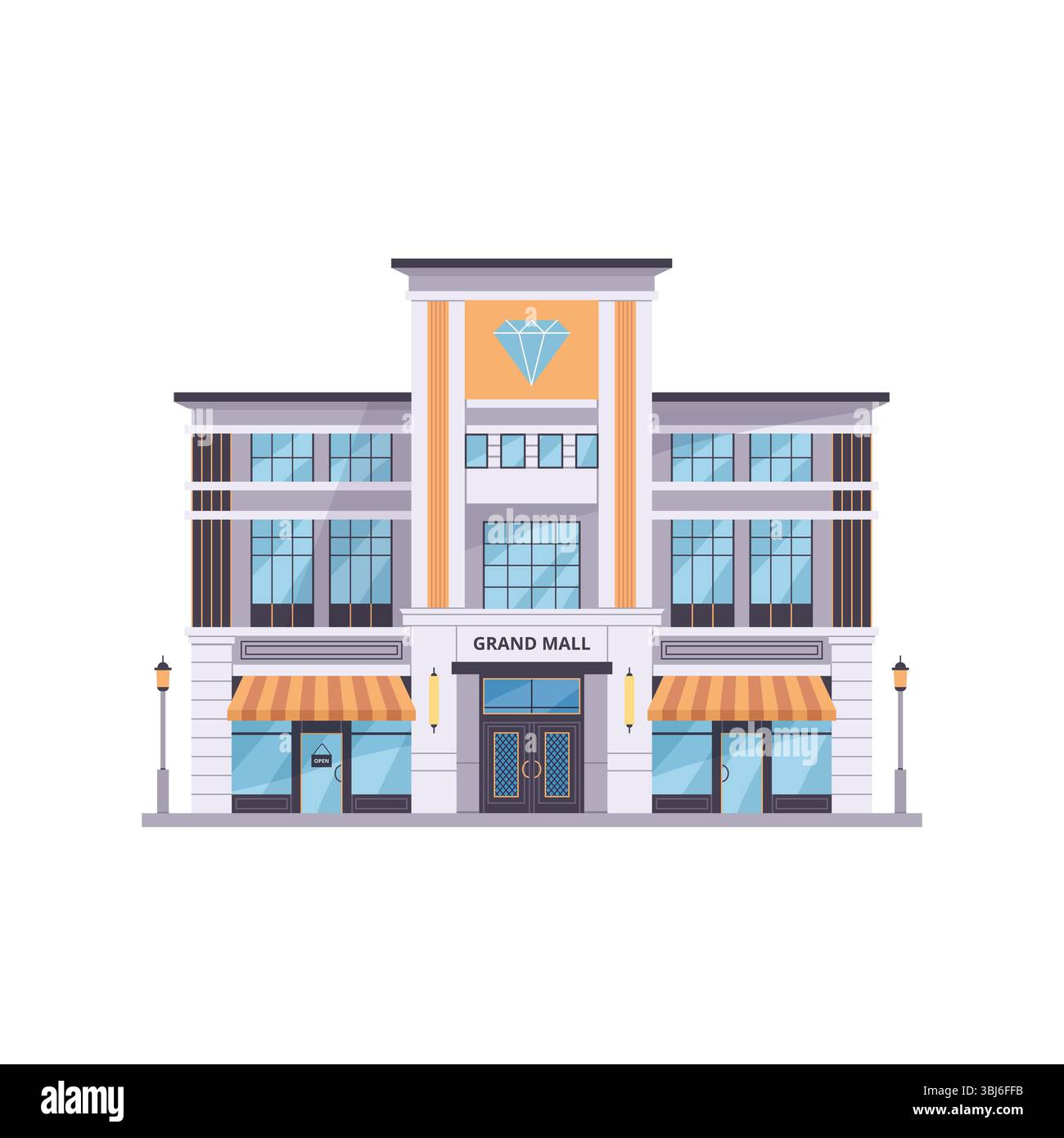 Modern Grand Mall Building in Flat Style Stock Vector Image & Art - Alamy