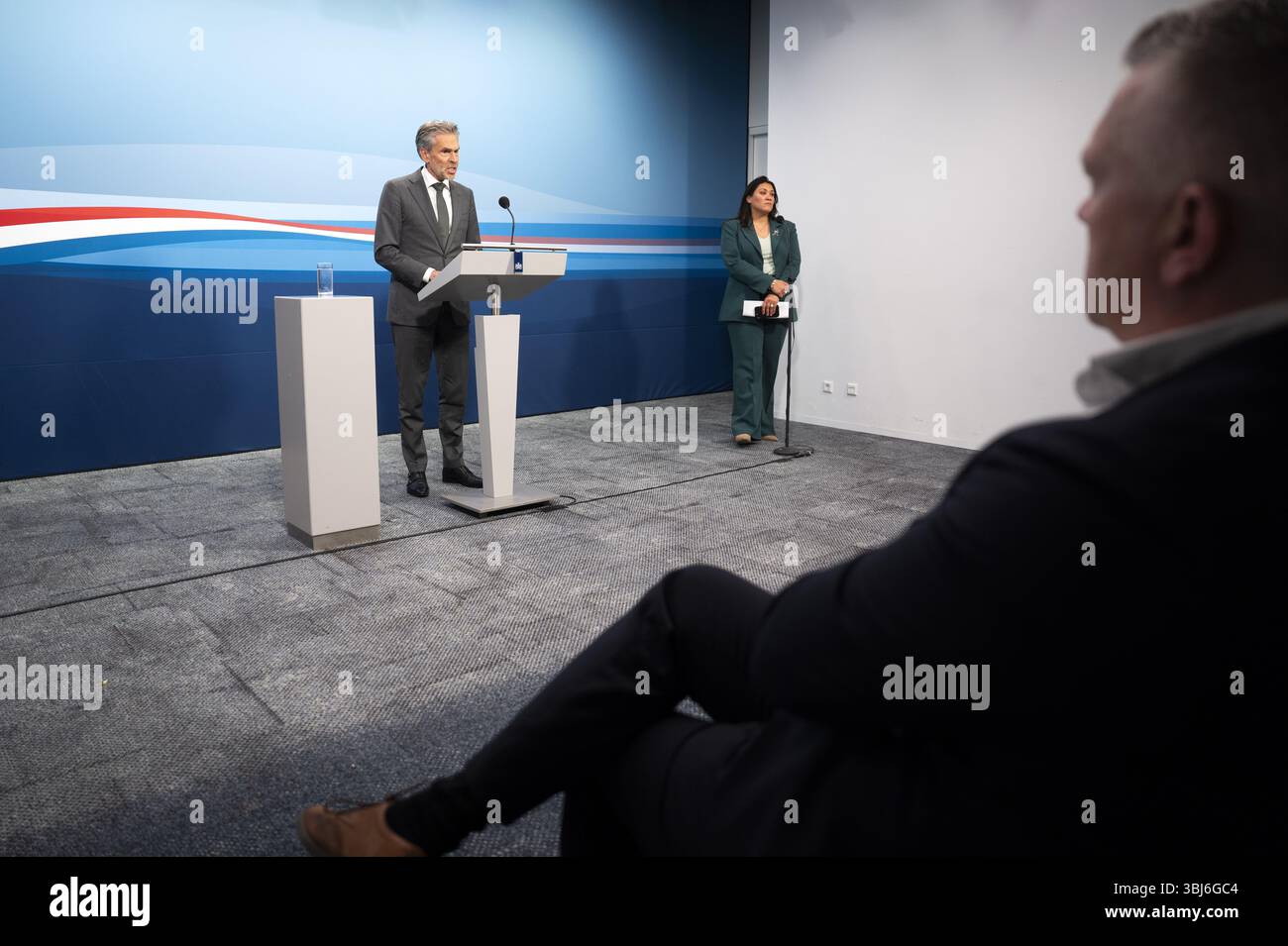 DEN HAAG - Outgoing Prime Minister Dick Schoof speaks to the press ...