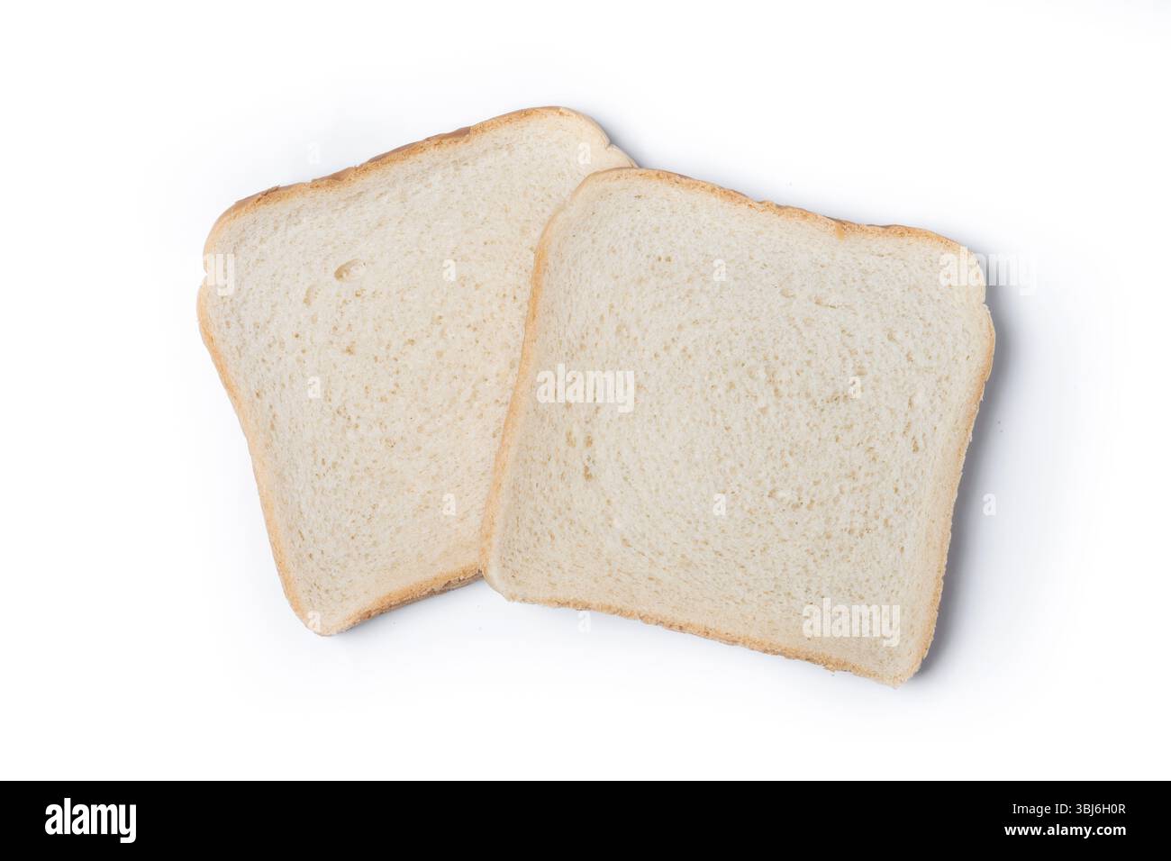 Slice of plain white bread placed on a clean white background Stock ...